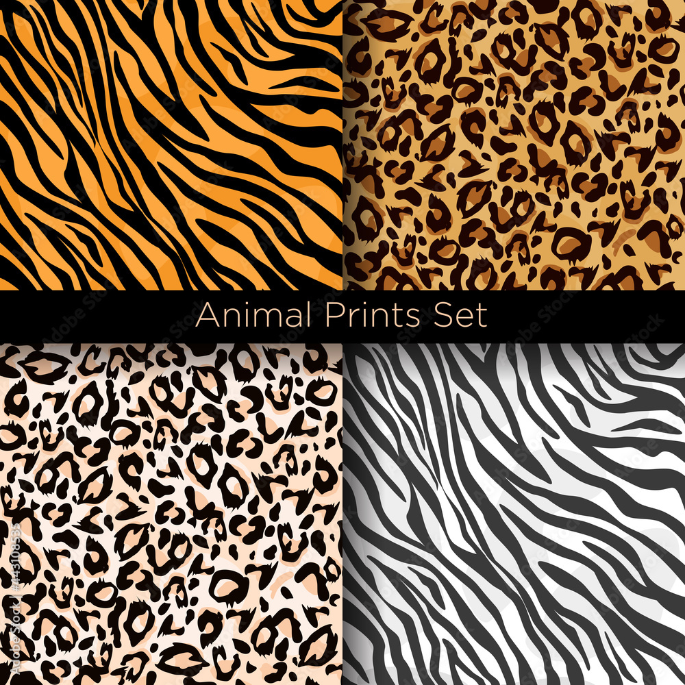 Vector illustration set of four different seamless animal patterns ...