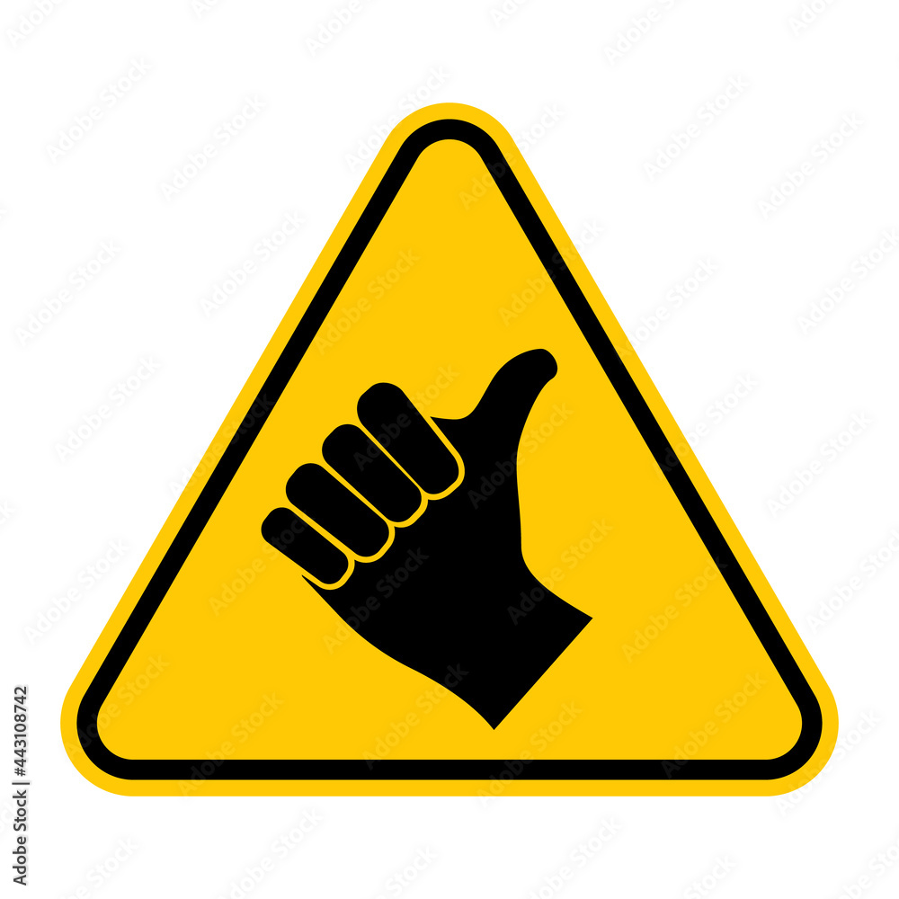 Hitchhiking warning road sign. Vector illustration of yellow triangle ...