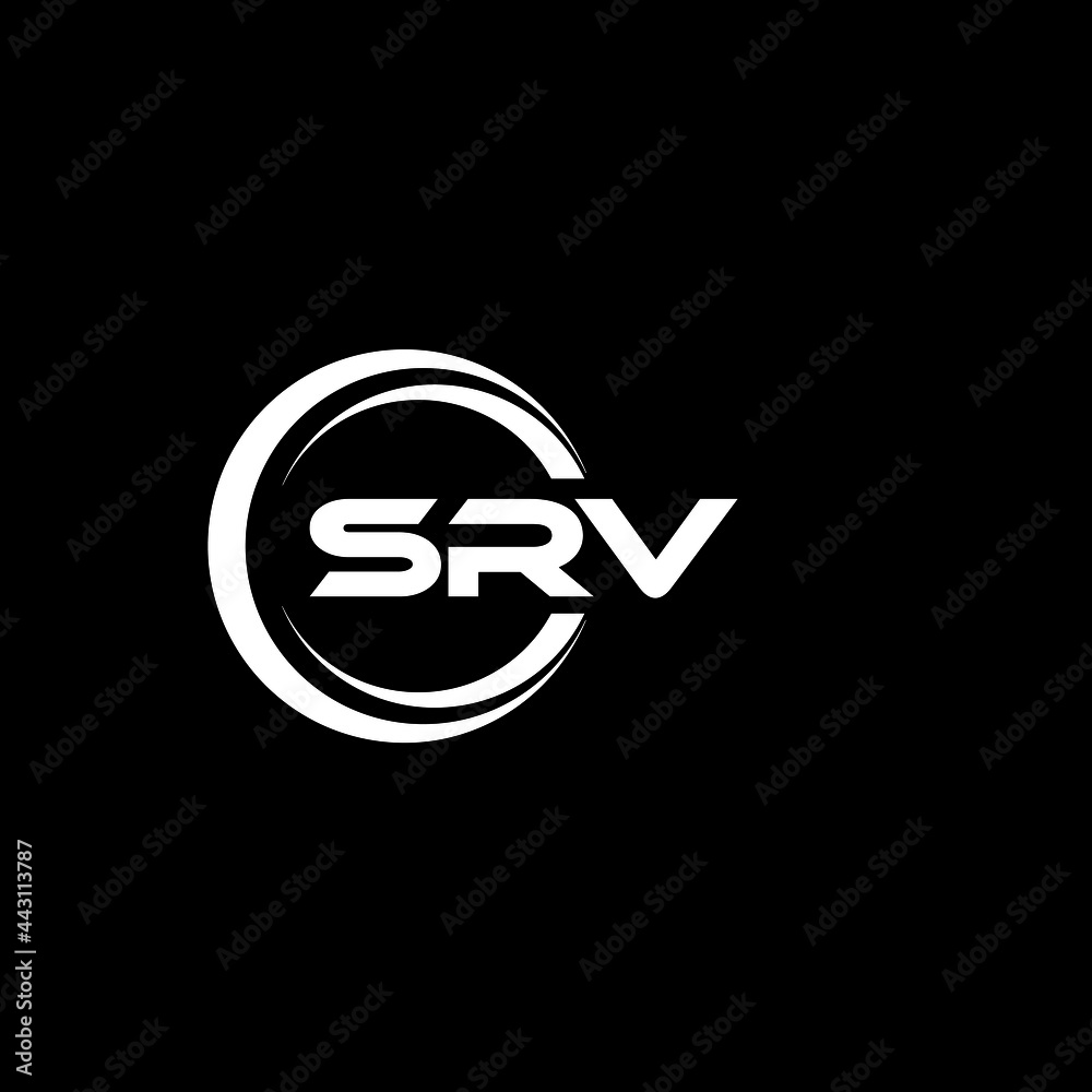 Vecteur Stock SRV letter logo design with black background in ...