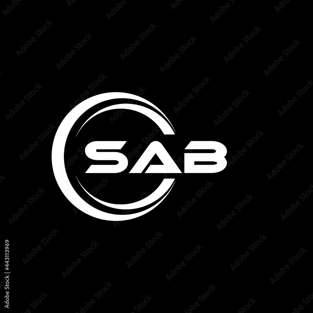 SAB letter logo design with black background in illustrator, vector ...