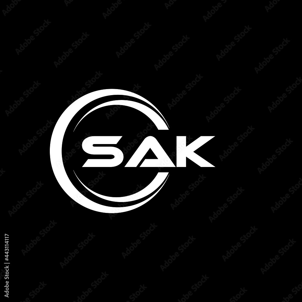SAK letter logo design with black background in illustrator, vector ...
