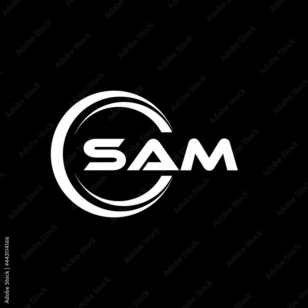 Vetor do Stock: SAM letter logo design with black background in ...