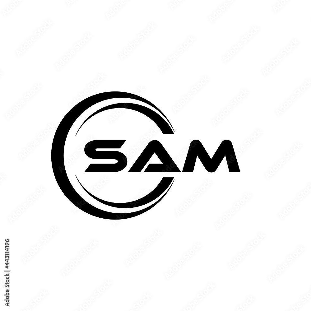 Vetor do Stock: SAM letter logo design with white background in ...
