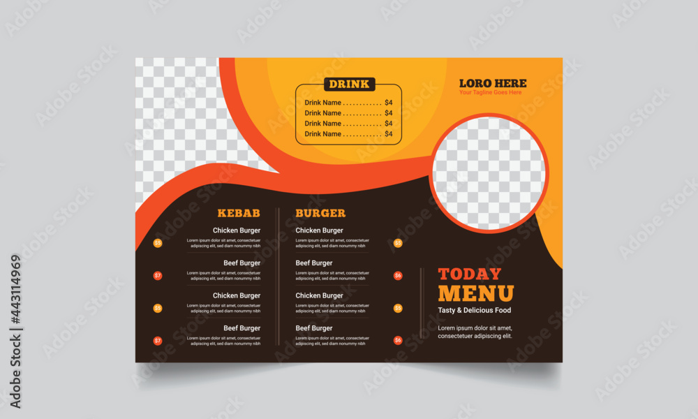 restaurant Food menu Brochure design templates modern with colorful A4 ...
