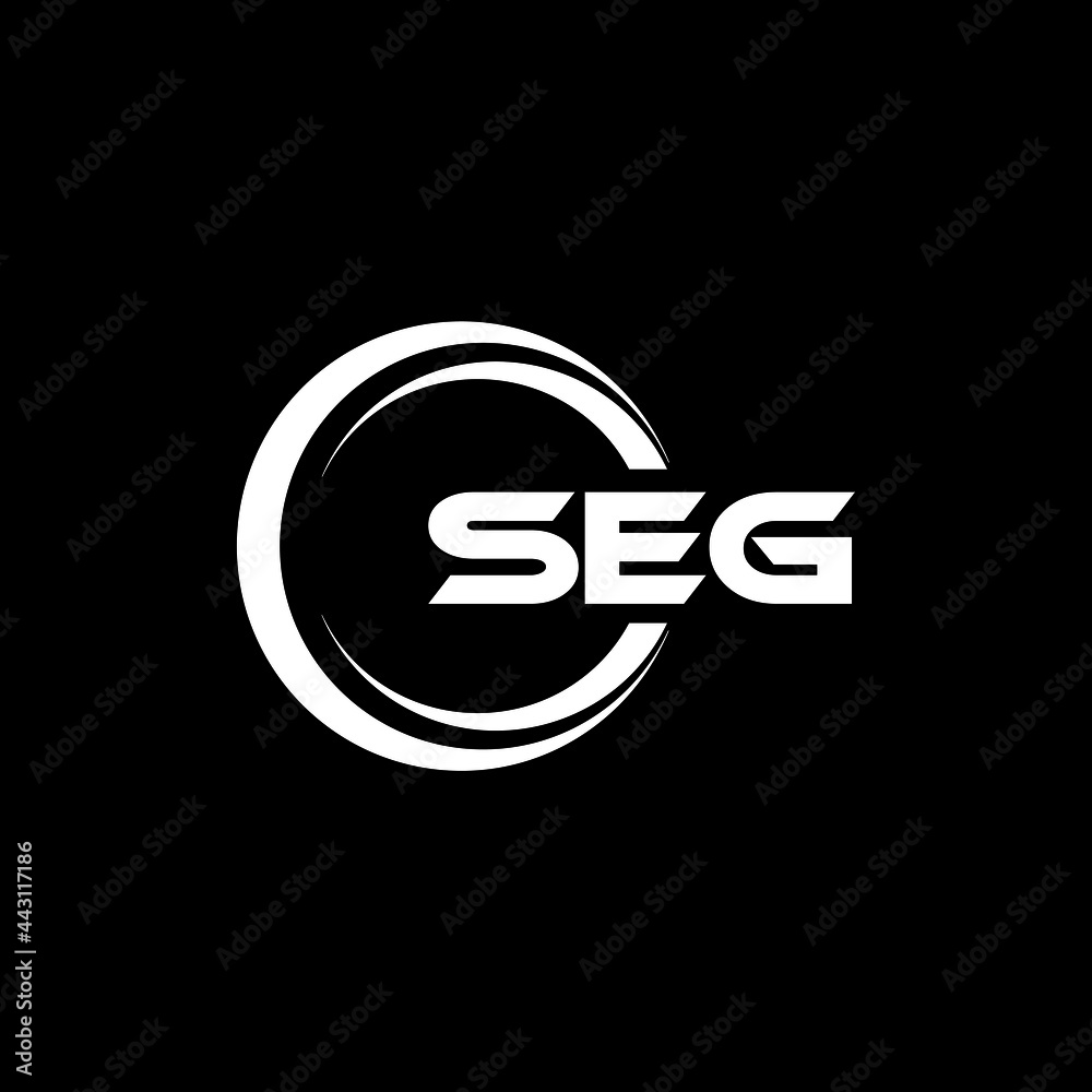 SEG letter logo design with black background in illustrator, vector ...