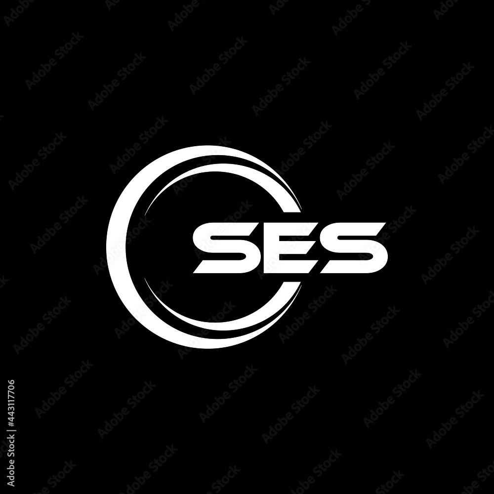 SES letter logo design with black background in illustrator, vector ...