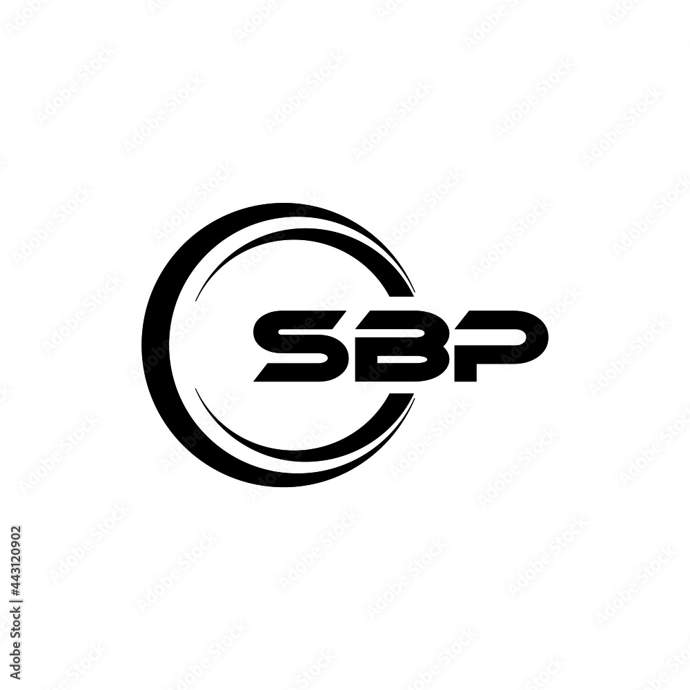 SBP letter logo design with white background in illustrator, vector ...