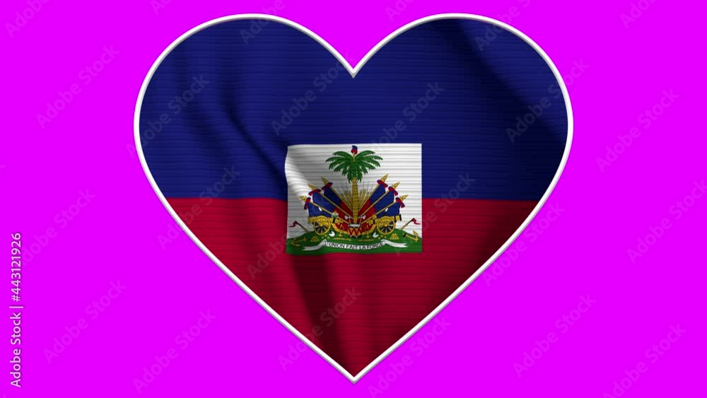 Haiti Heart Love Flag Loop - Realistic 4K flag waving in the wind ...