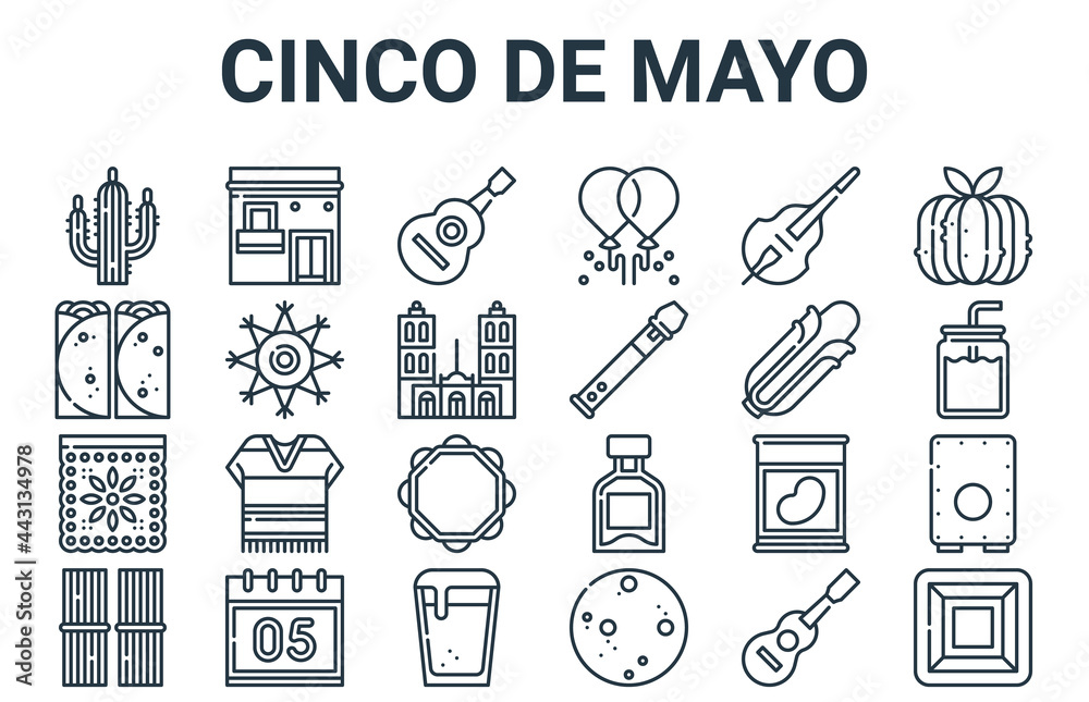 linear pack of cinco de mayo line icons. simple web vector icons set ...