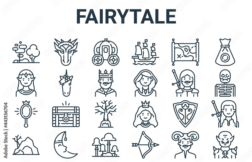 linear pack of fairytale line icons. simple web vector icons set such ...