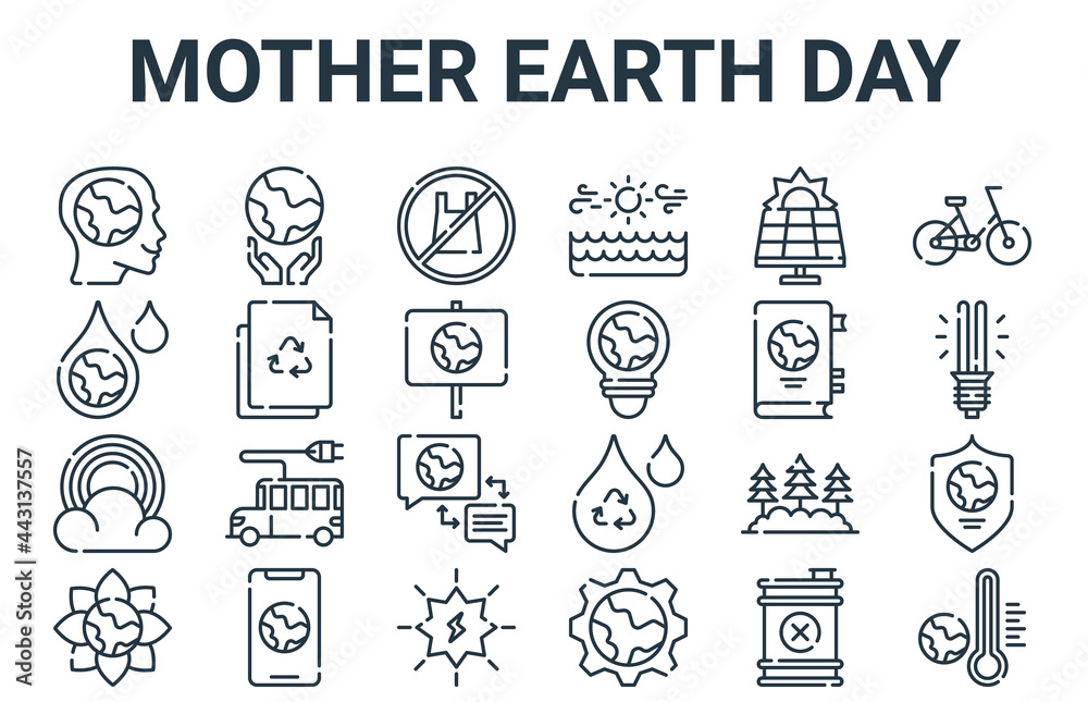 linear pack of mother earth day line icons. simple web vector icons set ...