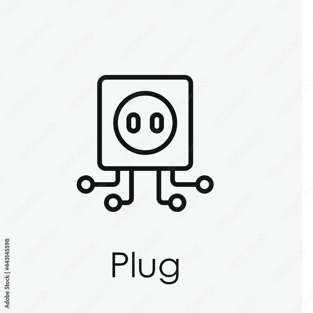 Vetor de Plug vector icon. Editable stroke. Symbol in Line Art Style ...