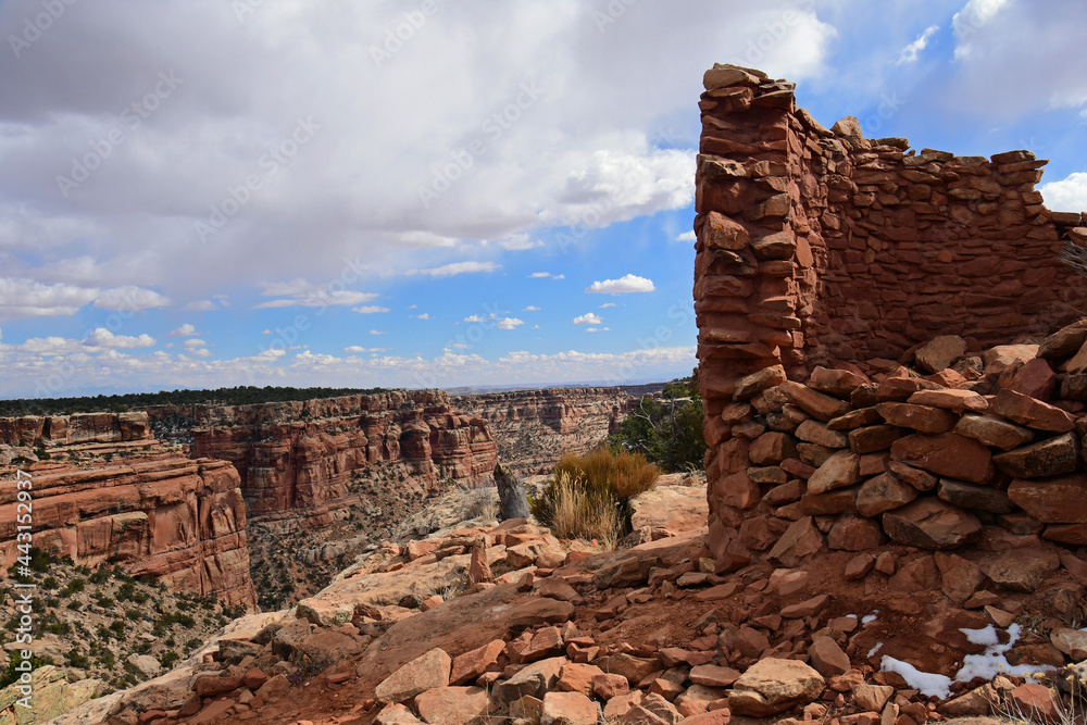 ancient native american cave tower ruins in mule canyon in cedar mesa ...