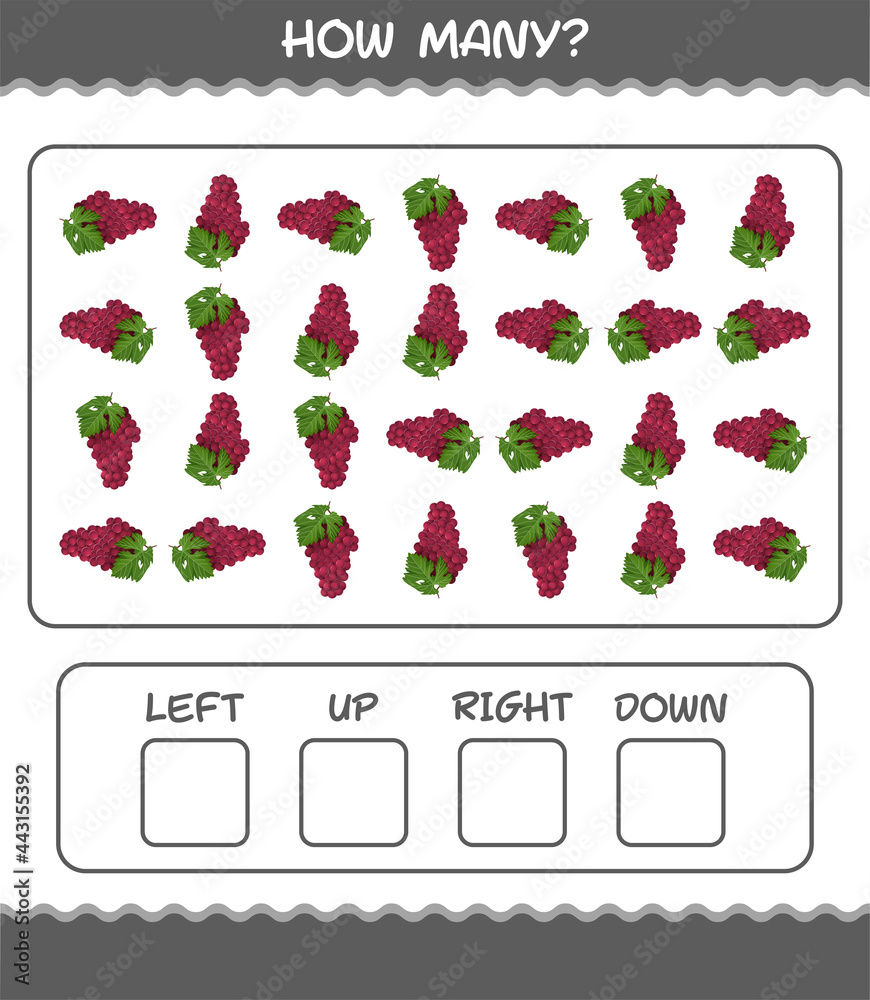 How many cartoon red grape. Counting game. Educational game for pre ...
