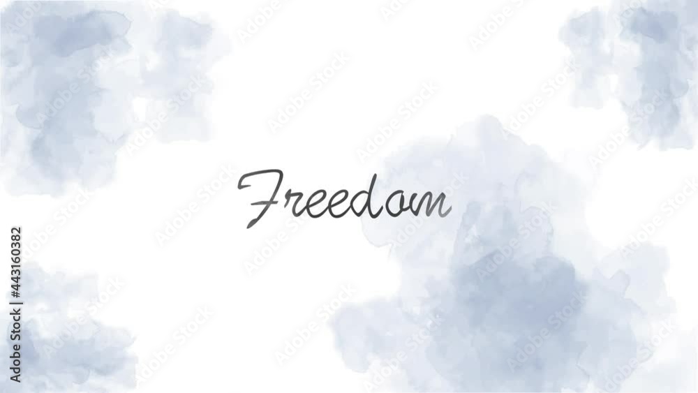 Freedom animated text with blue watercolor background. Independence day ...