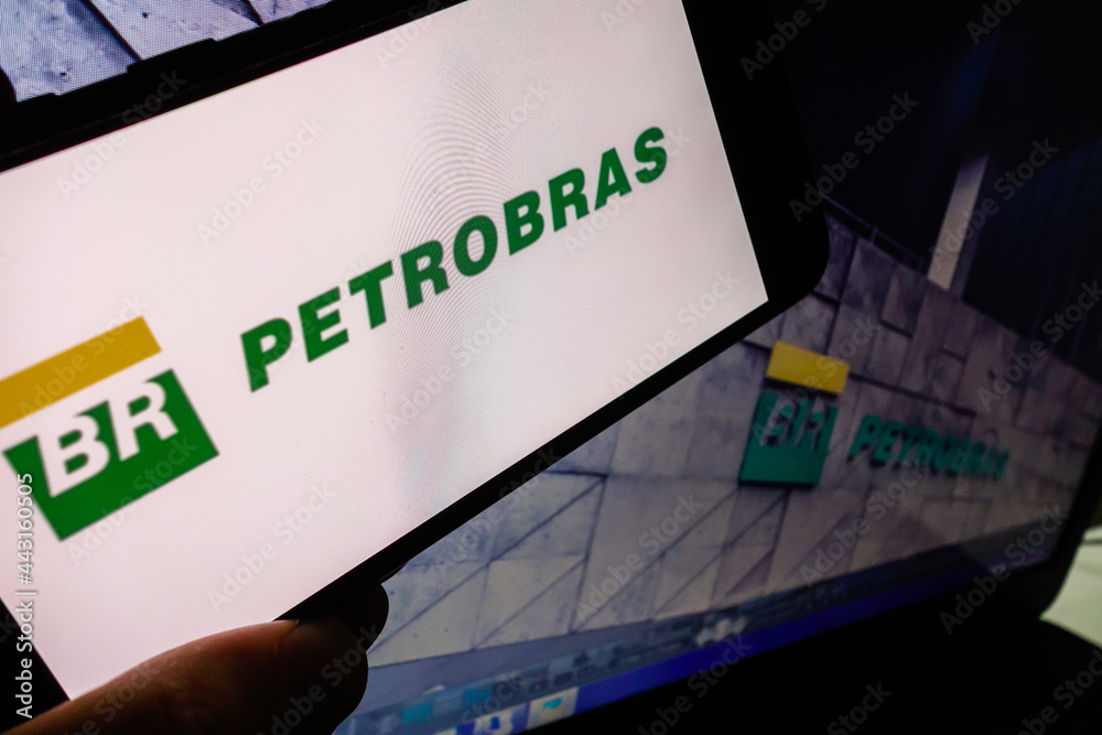 Petrobras company (Petroleo Brasileiro SA) logo visible on smartphone ...