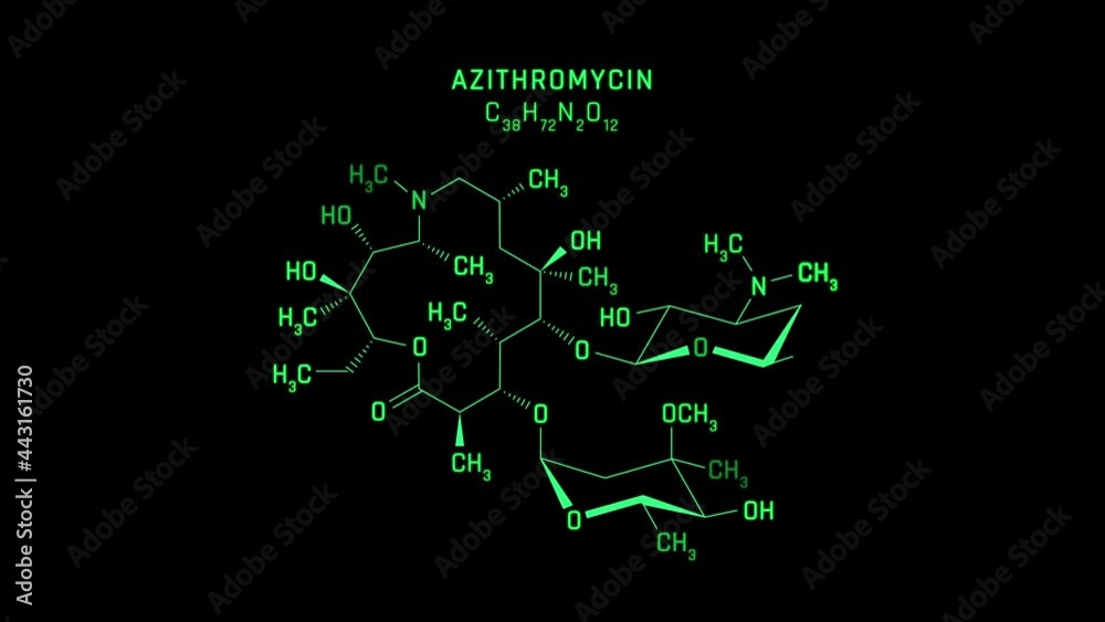 Azithromycin Skeletal Formula or Molecular Structure Symbol Neon ...