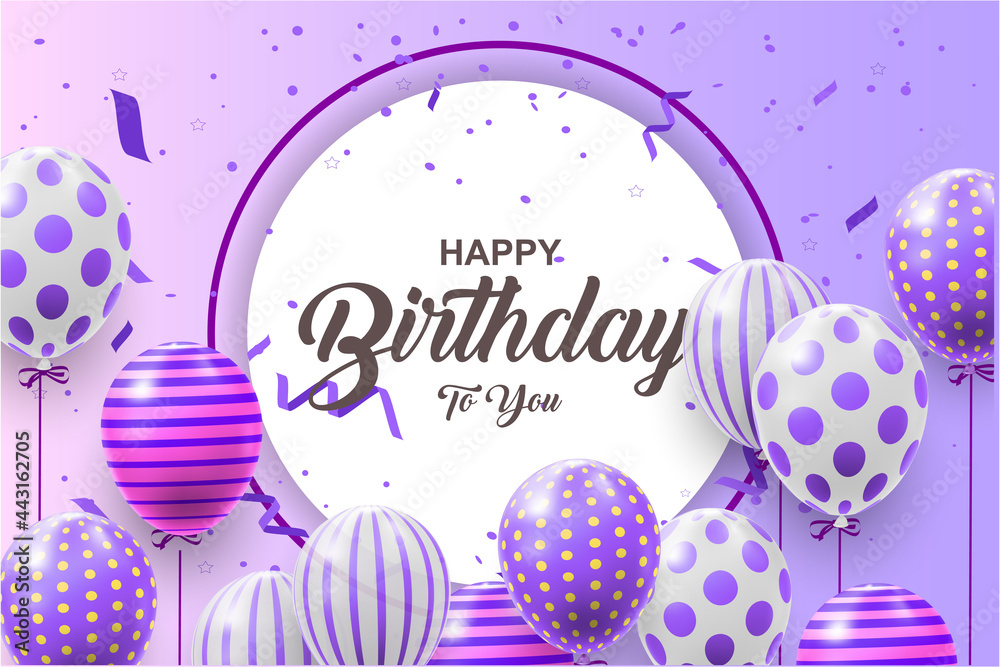 happy birthday greeting template with balloon Stock Vector | Adobe Stock