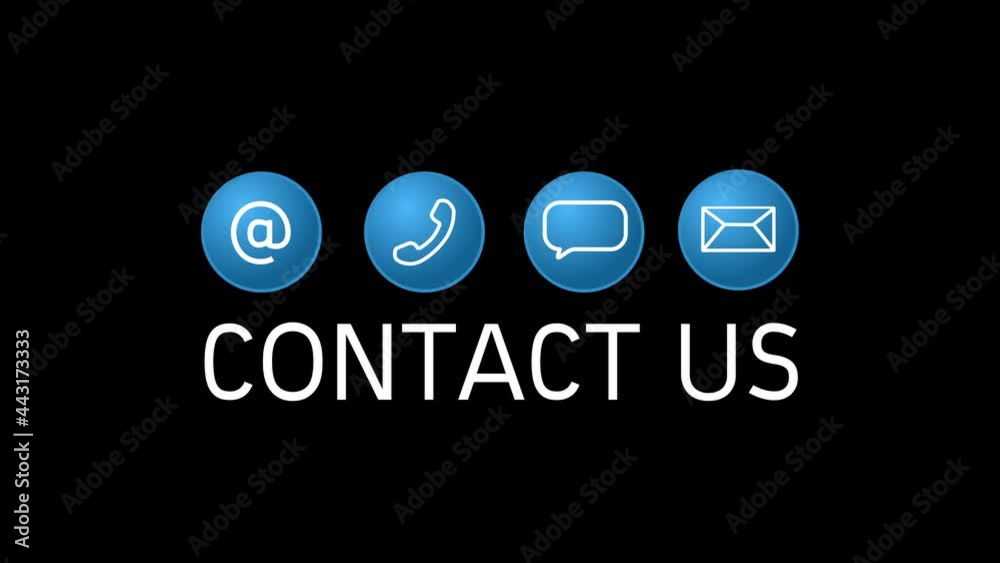 Contact Us Animation with Icons on Black Background and Green Screen ...