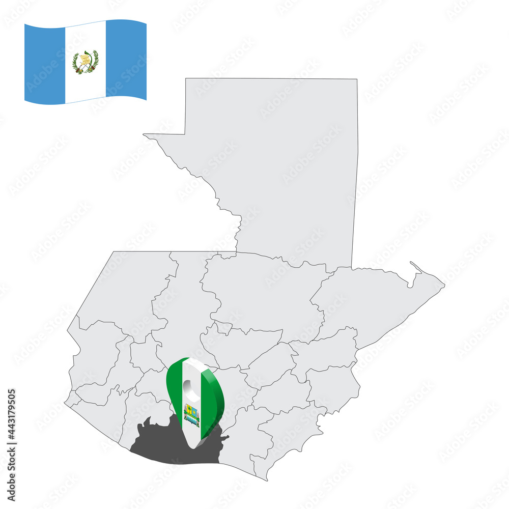 Location of Escuintla on map Guatemala. 3d location sign similar to the ...