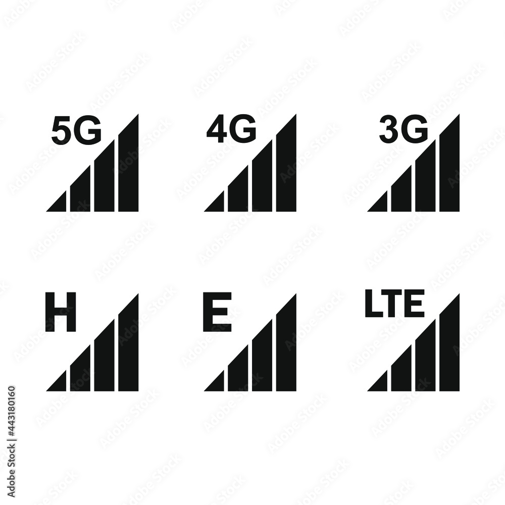 5g, 4g, 3g, H dan LTE logo sign vector template. Illustration vector of ...