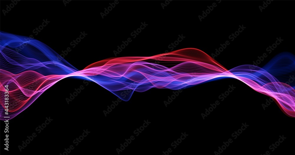 Blue and red abstract wave. Magic line design. Flow curve motion ...