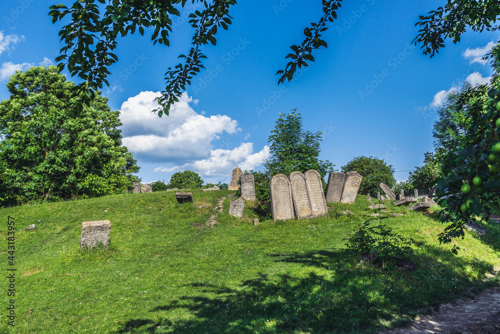 Ukraine, Busk - june, 2021: Old headstones (grave markers, tombstones ...