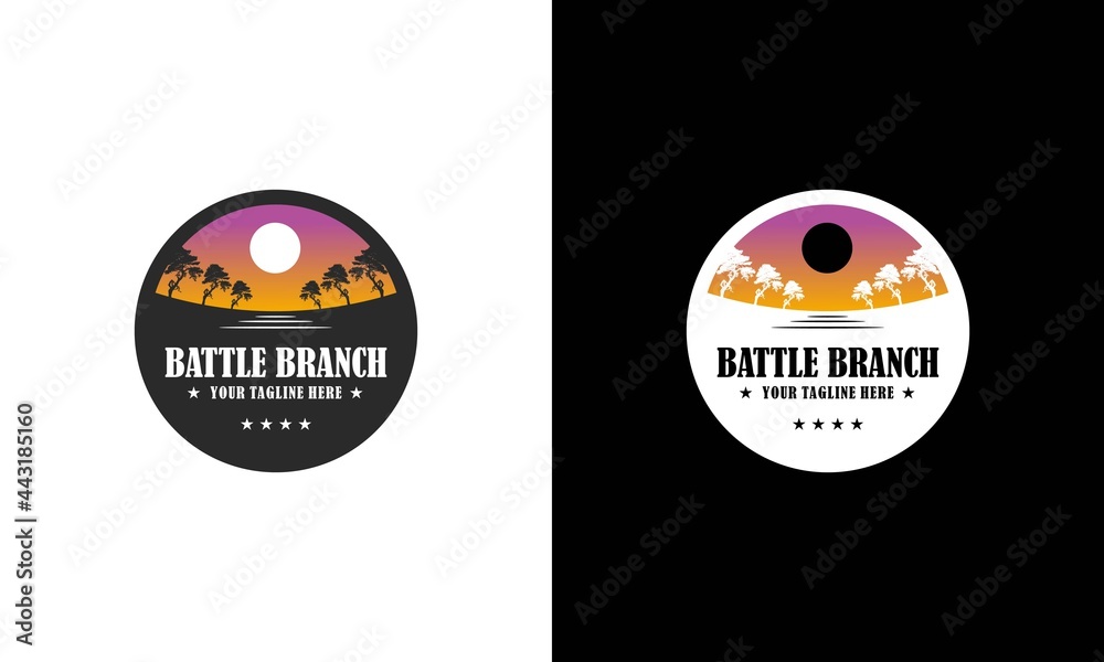 Simple Creek Logo River Tree Vector, Hill Icon in Nature Graphic Design ...