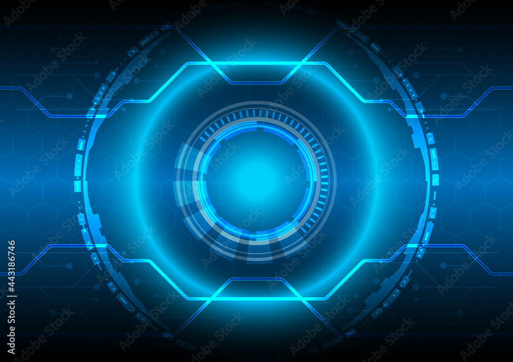 Hexagon screen. Futuristic Sci-Fi glowing HUD circle and sphere ...