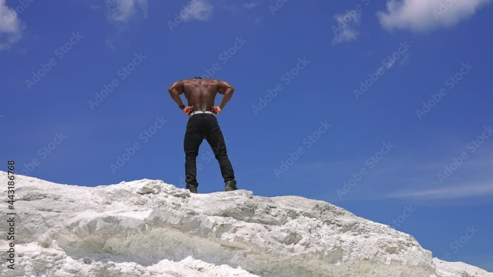 Strong athletic male model portrait. African american man bodybuilder ...