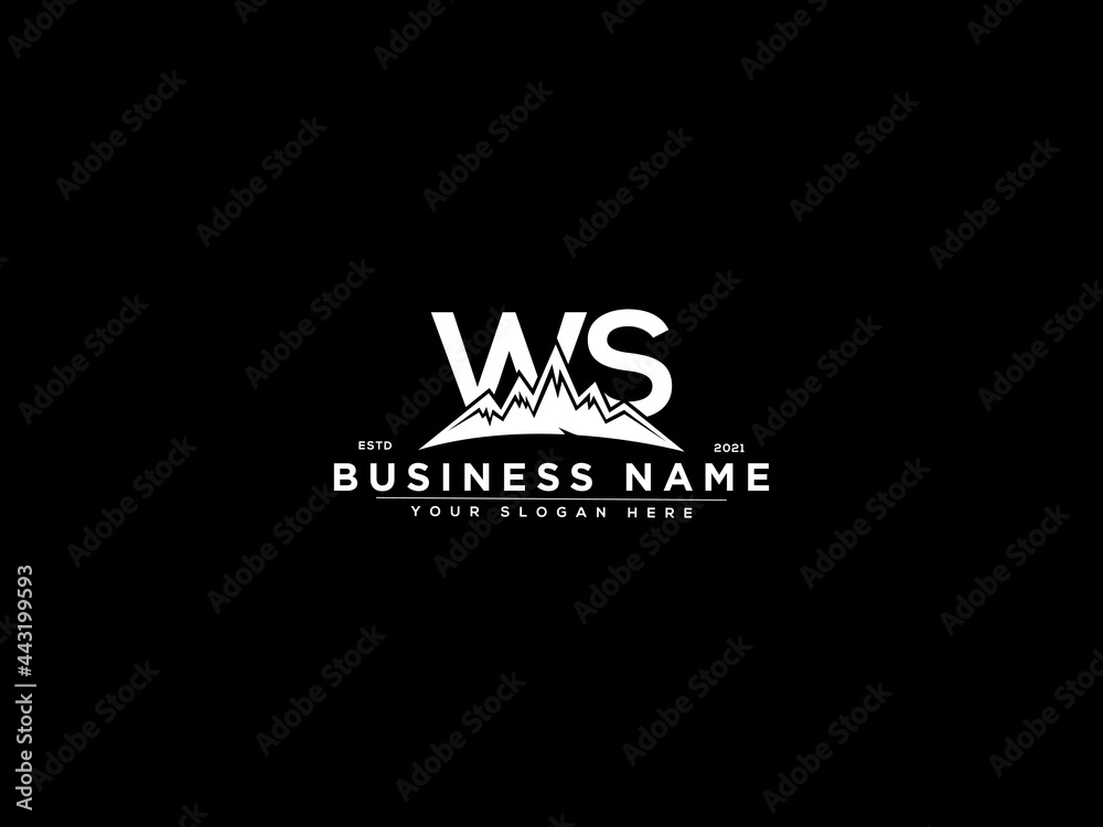 Letter WS Logo, mountain ws logo icon vector for river forest hill ...