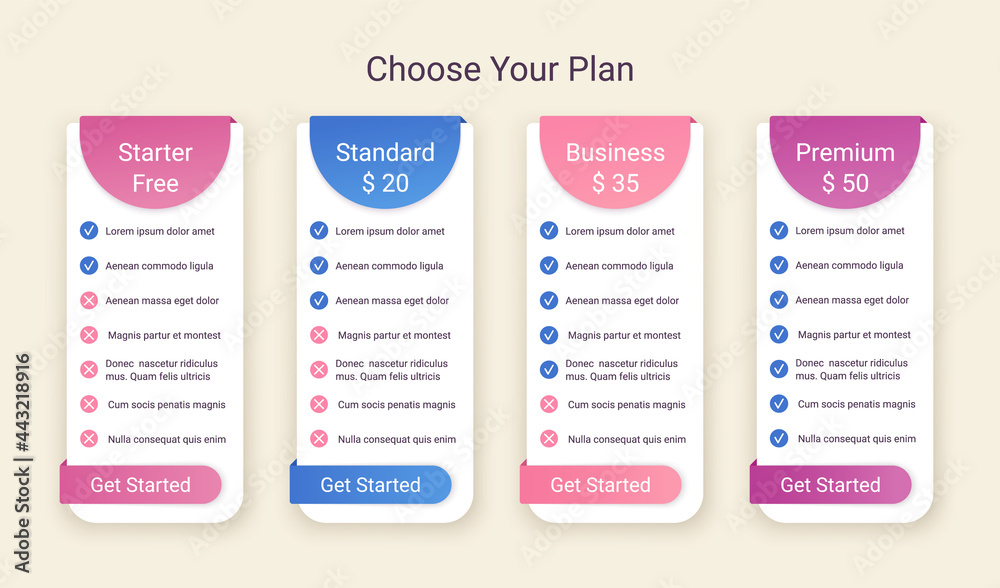 Price table template. Comparison chart grid. Vector. Pricing data ...