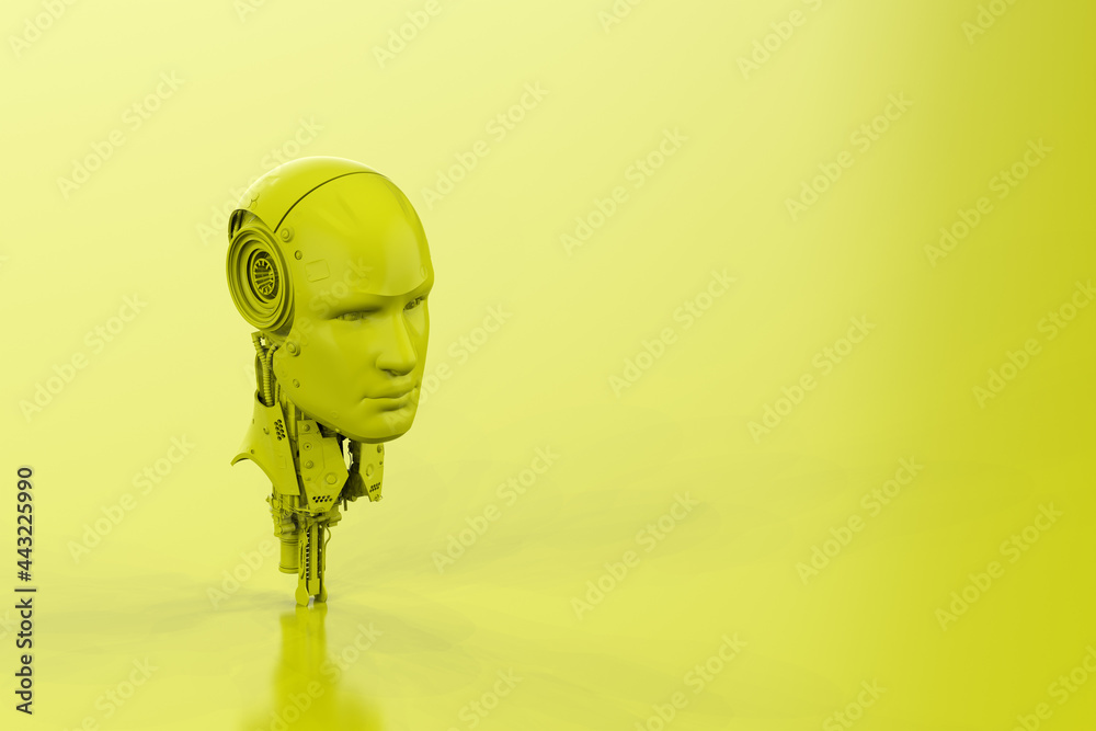 single color neon yellow ai robot Stock Photo | Adobe Stock