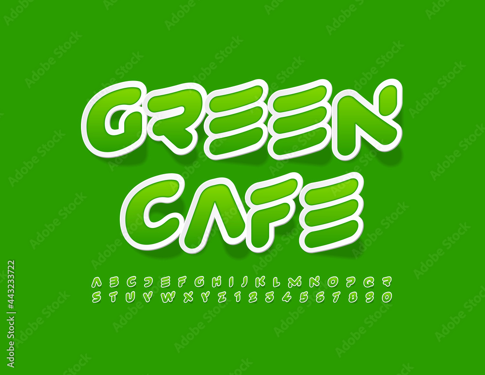 Vector trendy logo Green Cafe. Creative modern Font. Sticker style ...
