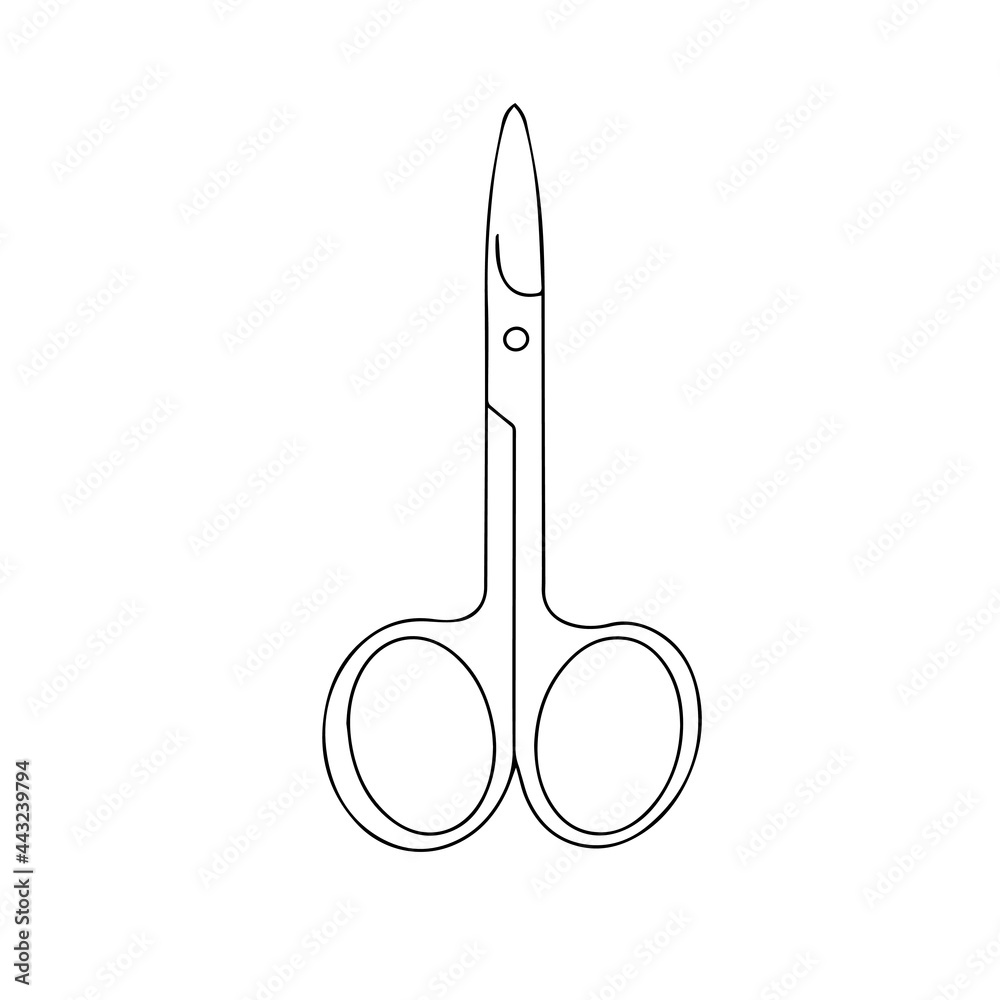 Doodle vector hand drawn manicure scissors. Nail studio, gel varnish ...