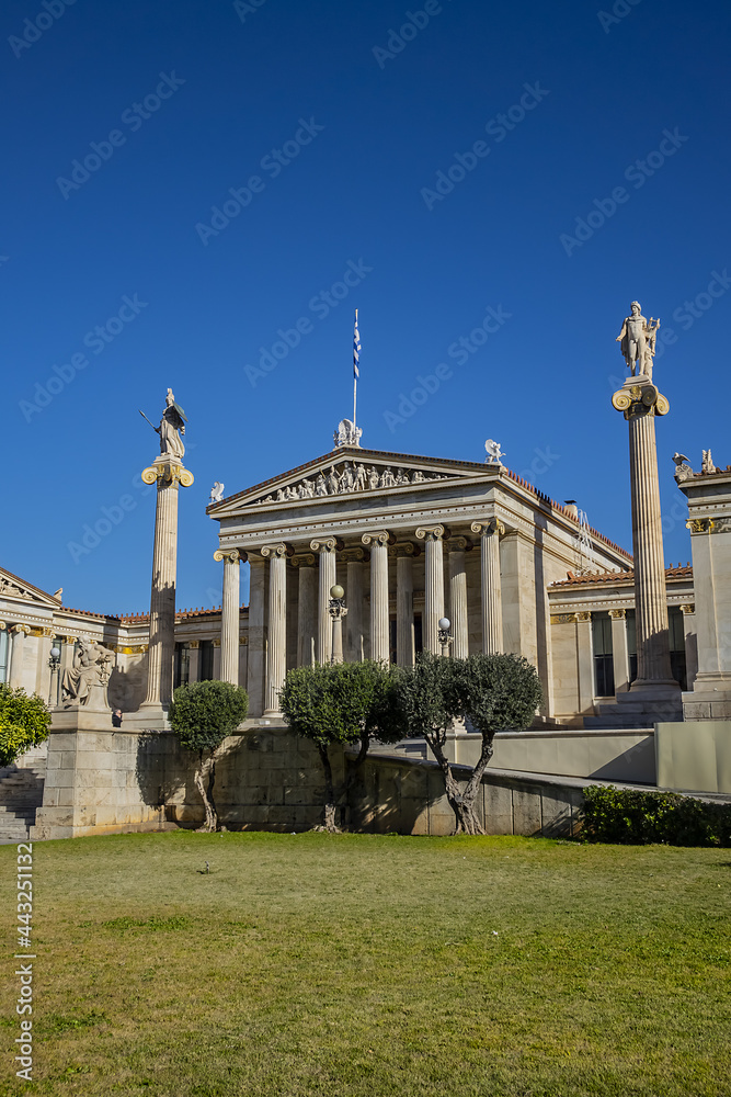 Academy of Athens complex - major landmarks of Athens. Neoclassical ...
