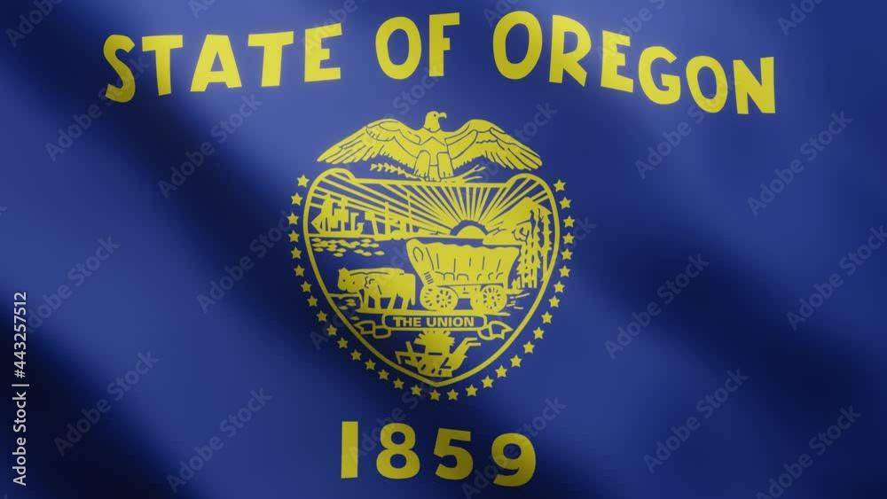 3d flag of state Oregon fluttering in the breeze background. 4K ...