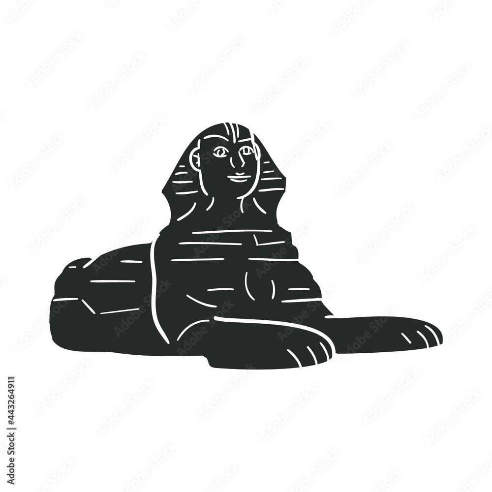 Egyptian Sphinx Icon Silhouette Illustration. Ancient Construction ...