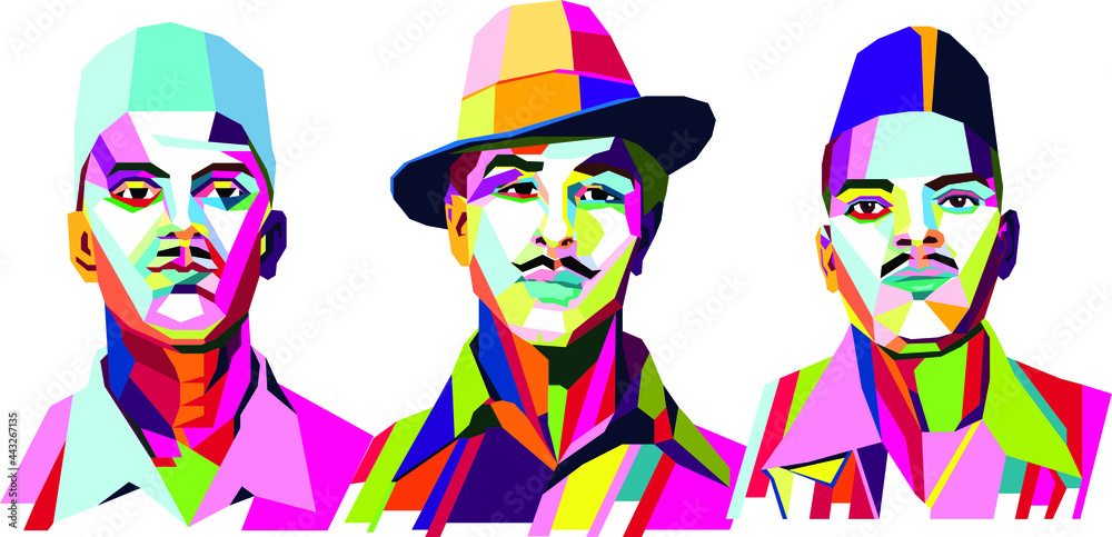 Vector illustration of Bhagat Singh, Rajguru and Sukhdev Stock Vector ...