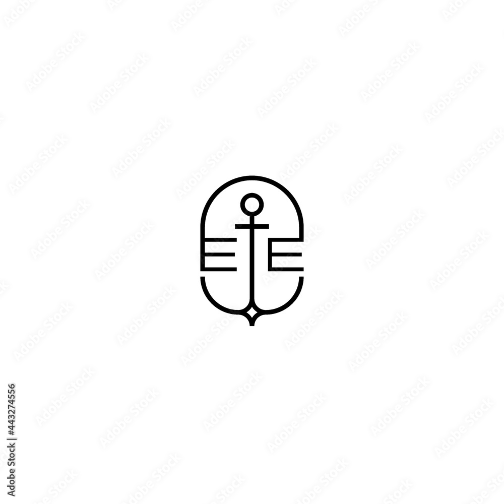 EE initial logo best for ocean theme company with anchor concept Stock ...