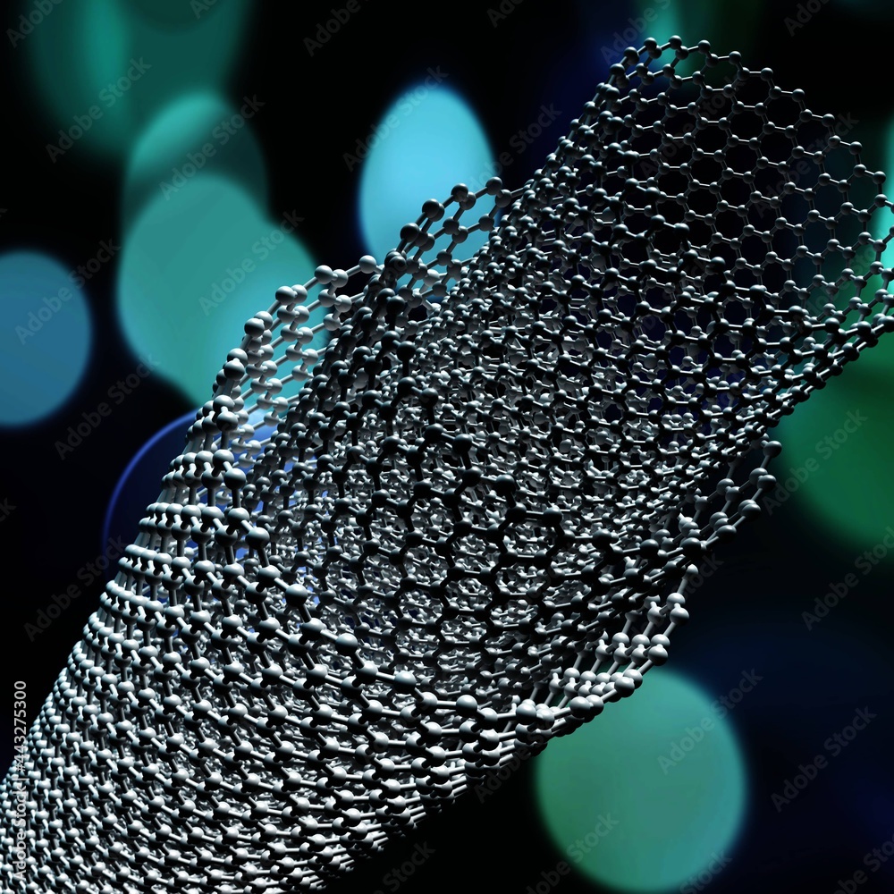 Carbon, nanotubes, graphene abstract background in the form of hexagons ...