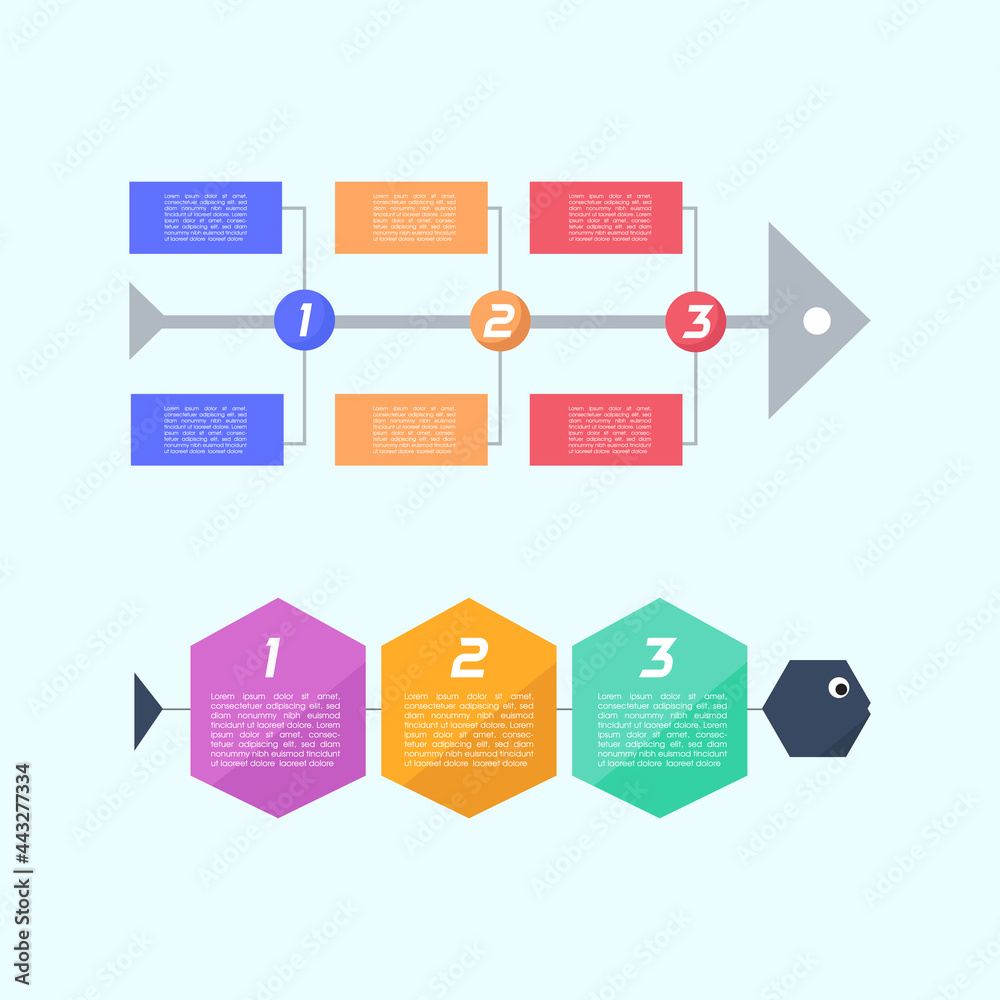 Fishbone step infographic concept diagram with elements business ...