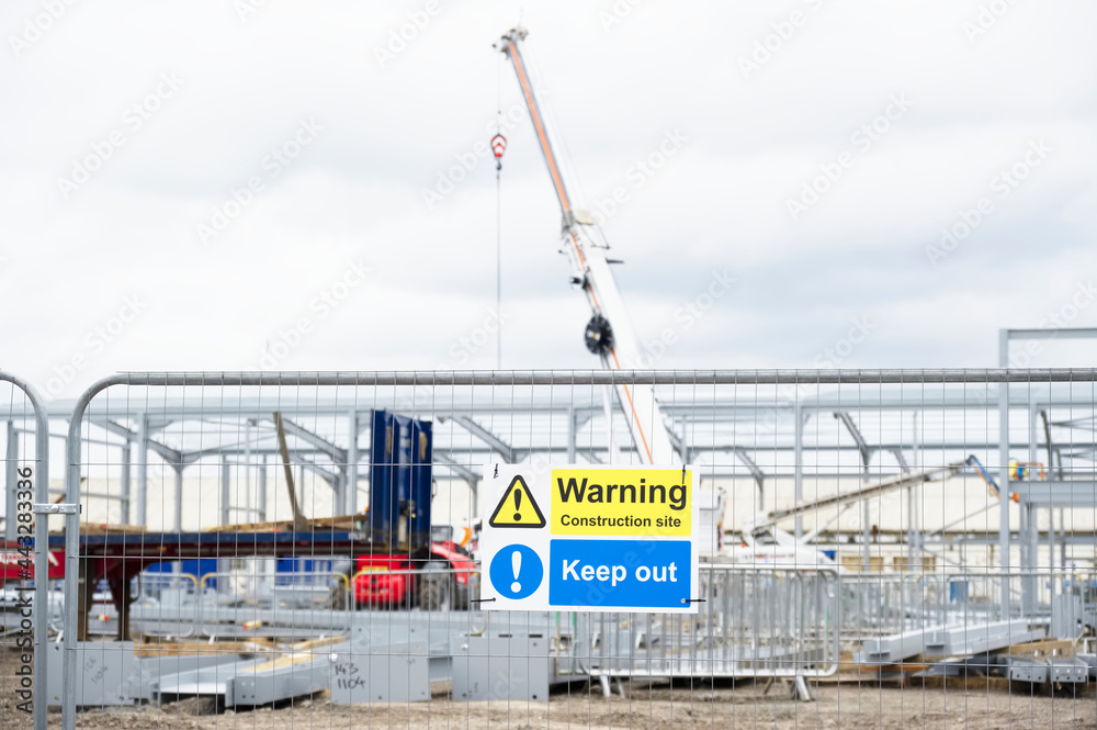 Construction site health and safety message rules sign board signage on ...