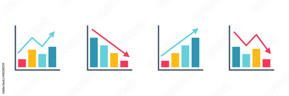 Business analysis graphs symbols collection. Graphics charts colourful ...