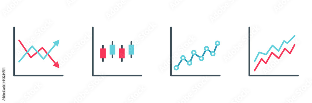 Business analysis graphs symbols collection. Graphics charts colourful ...