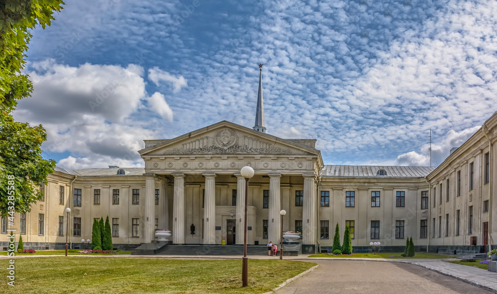 The modern new castle, rebuilt in 1952, has a look typical for ...
