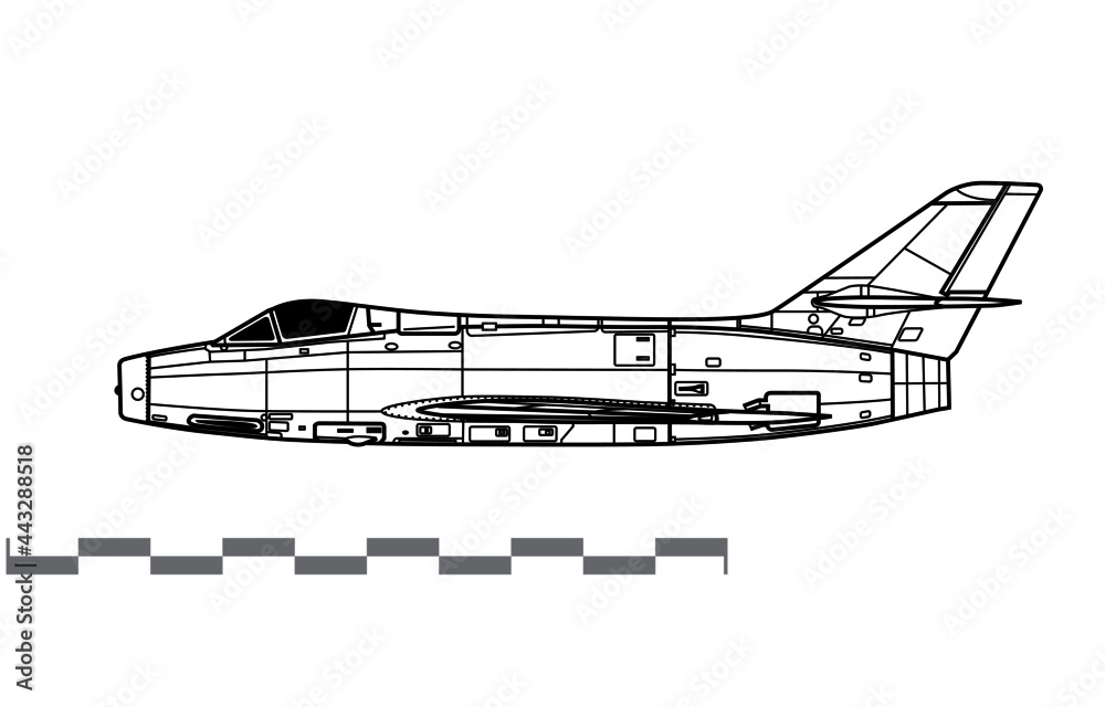 Dassault MD.454 Mystere IV. Vector drawing of French fighter-bomber ...