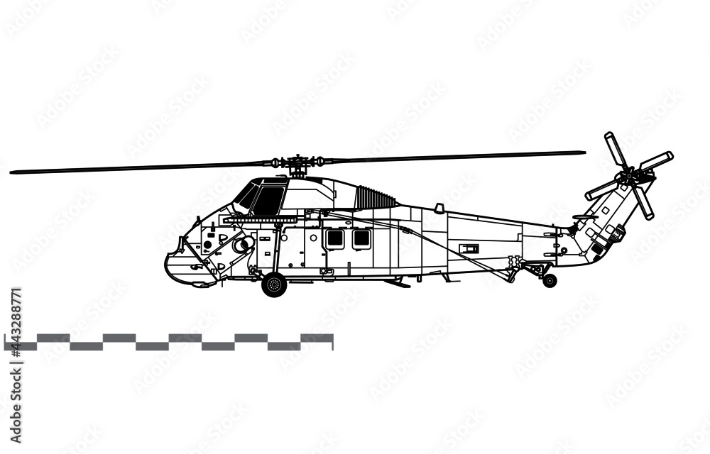Vetor do Stock: Westland Wessex HU.5. Vector drawing of multirole ...
