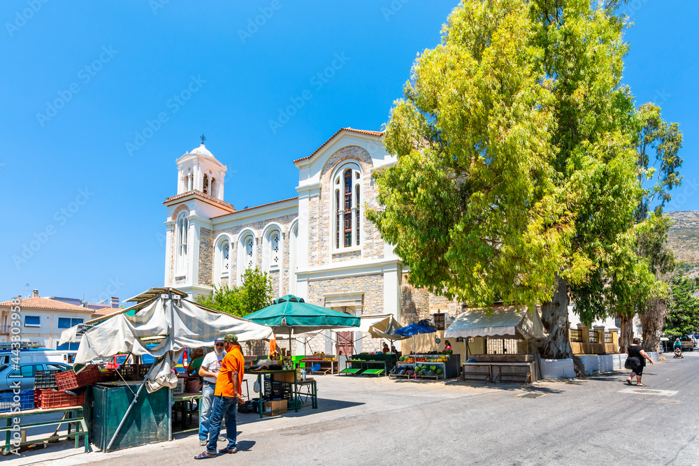 Vathy Village street view in Samos Island. Samos Island is populer ...