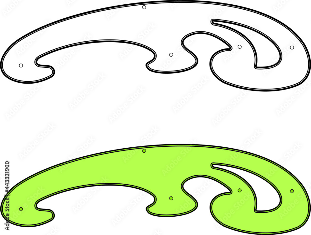 French Curve vector drawing line art with colour Stock Vector | Adobe Stock